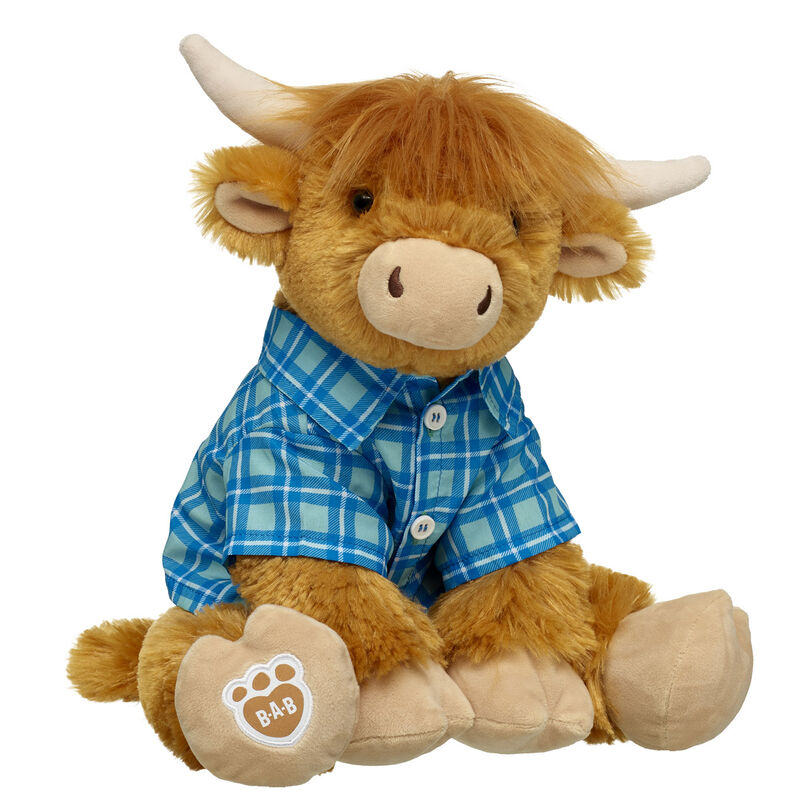 Shaggy Highland Cow Blue Shirt Plush Gift Set | Build-A-Bear®