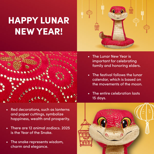 Lunar New Year Red and Gold Snake Stuffed Animal | Build-A-Bear®